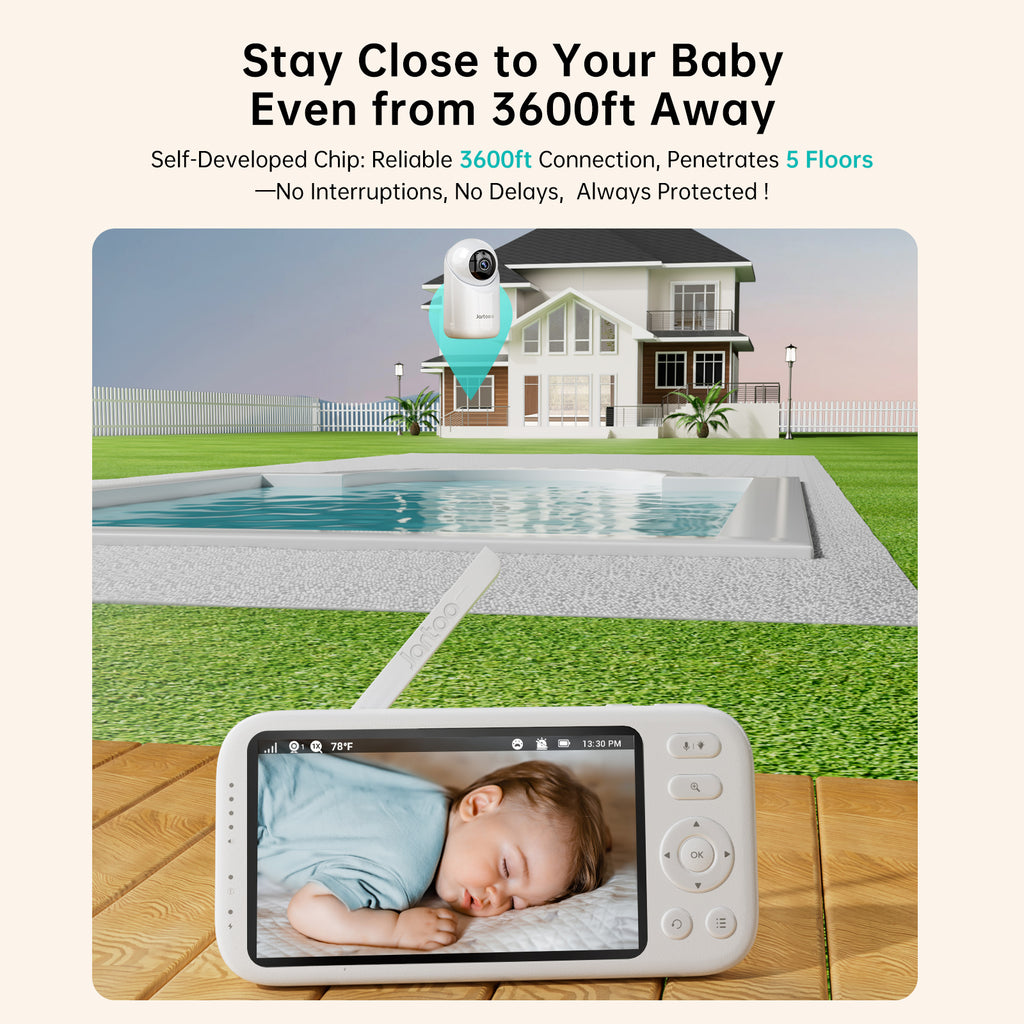 Jartoo Best Baby Monitor No WiFi Video Camera 2K Screen AI Cry Sensor Audio