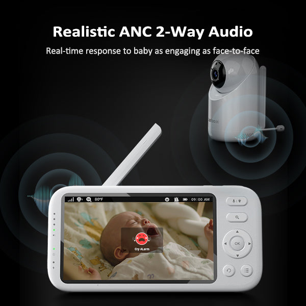 Jartoo Best Baby Monitor No WiFi Video Camera 2K Screen Cry-Sensor Audio