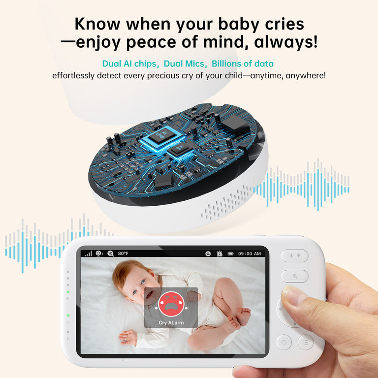 Jartoo Best Baby Monitor No WiFi Video Camera 2K Screen AI Cry Sensor Audio