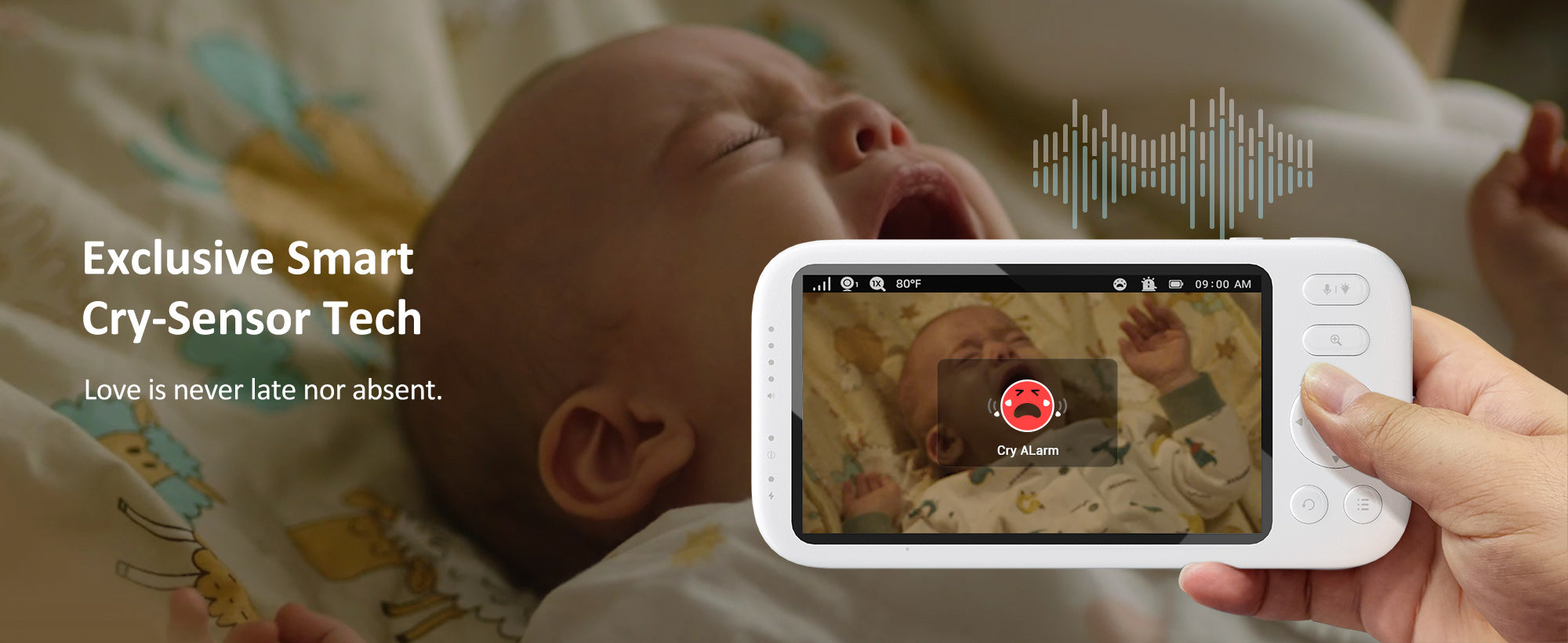 Jartoo Best Baby Monitor No WiFi Video Camera 2K Screen AI Cry Sensor Audio