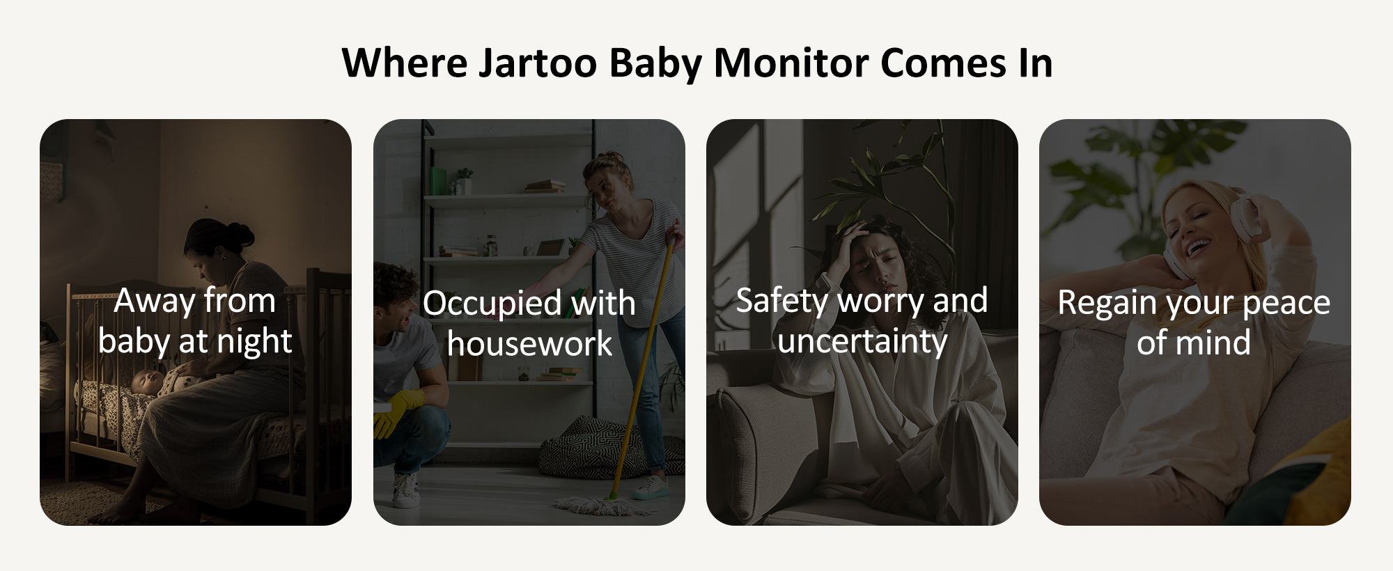 Jartoo Best Baby Monitor No WiFi Video Camera 2K Screen AI Cry Sensor Audio