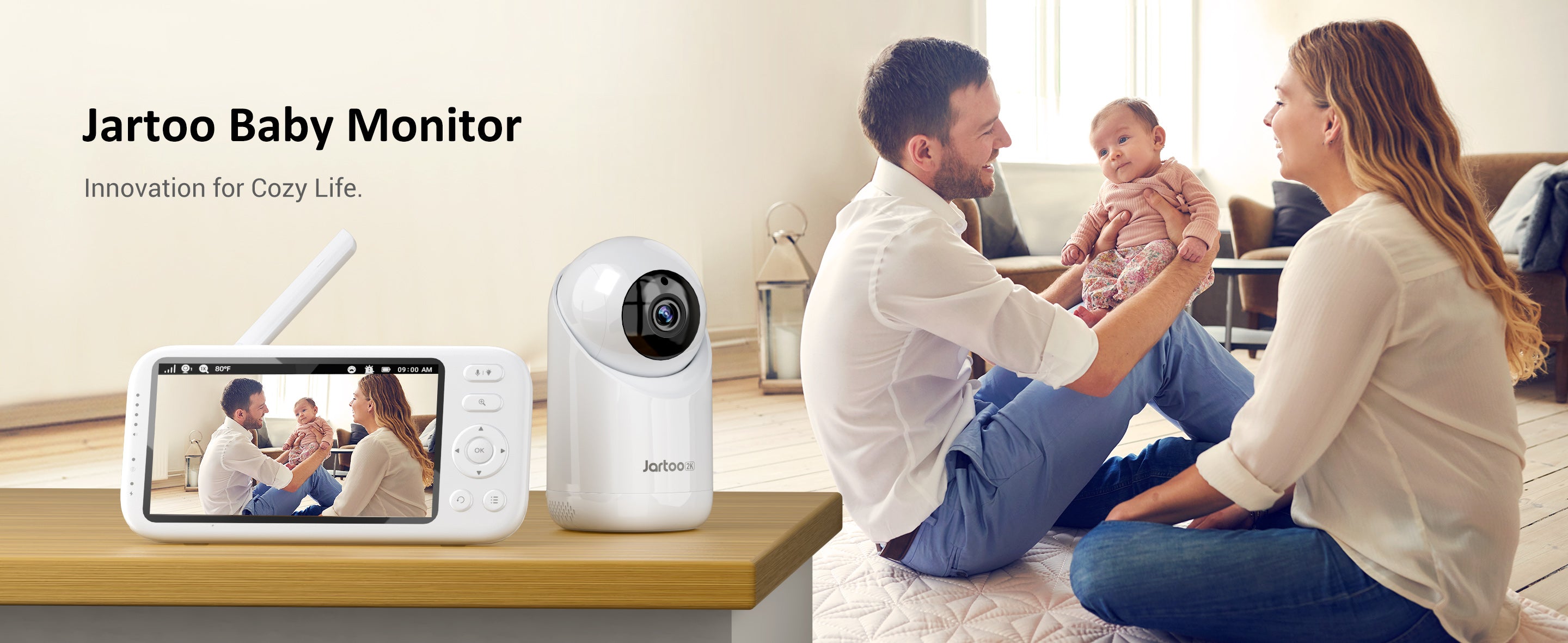 Jartoo Best Baby Monitor No WiFi Video Camera 2K Screen Cry-Sensor